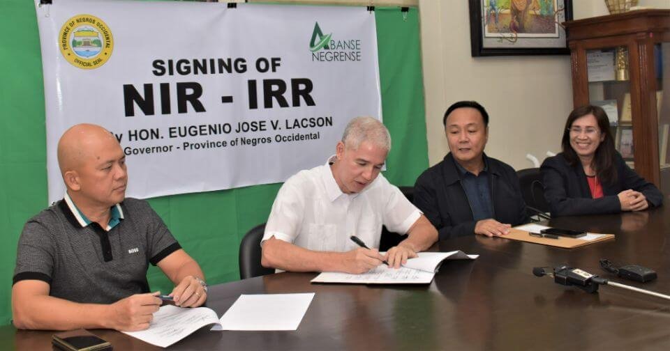 Negros Occidental Gov. Bong Lacson Signs Implementing Rules for Negros ...